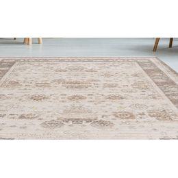 Teppich my home, B:160cm H:5mm L:230cm, beige, Kunstfaser, Wohnzimmer, Teppiche, "Merle", Mit Fransen, Wohnzimmer