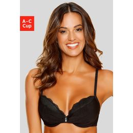 Lascana Damen Push-up-BH, Gr. 70, schwarz, Microtouch, Obermaterial: 60% Polyamid, 35% Polyester, 5% Elasthan, BHs, mit 2 Tragevarianten, als