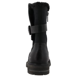 Mustang Shoes Damen Winterstiefel "Bienke", Gr. 40, schwarz, Lederimitat, Textil, Basic, Schuhe, Biker Boots mit Blockabsatz und Zierriemchen