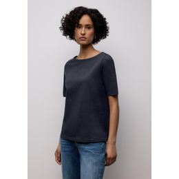 Street One Damen T-Shirtshadowed navy, Gr. 40, unifarben, Web, 100% Baumwolle, Shirts, aus reiner Baumwolle