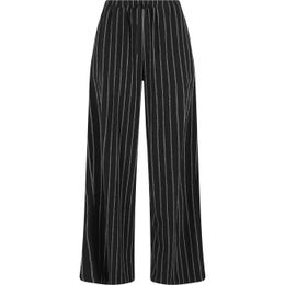 Urban Classics Damen Stoffhose "Urban Classics Ladies Structured Striped Relaxed Fit Pants"schwarz, sanftes wei&szlig;, Gr. L, gestreift, 92% Polyester, 6%