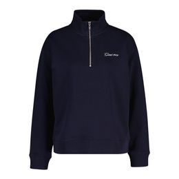 Gant Damen Sweatshirt "SCRIPT HALF ZIP", blau, Gr. S, Sweatware, Obermaterial: 100% Baumwolle, Sweatshirts, mit Stehkragen, normale Passform