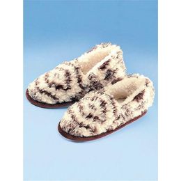Damen Hausschuh, Gr. 38, beige, Textil, Schuhe