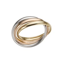 Firetti Damen Goldring "Schmuck Geschenk Gold 585, 3-Fach verschlungen, tricolor, massiv", 17, Gelbgold 585 Ros&eacute;gold 585 Wei&szlig;gold 585, 5mm, rosa,