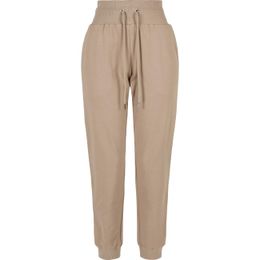 Urban Classics Damen Jogginghose "Urban Classics Damen Ladies Organic High Waist Sweat Pants"softtaupe, Gr. S, unifarben, 100% Organic Cotton Terry,