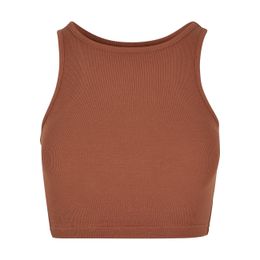 Tanktop Urban Classics "Urban Classics Damen Ladies Cropped Rib Top", Damen, Gr. 4XL, terracotta, 97% Baumwolle, 3% Elasthan, unifarben, slim fit, Tops Tanktop