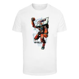 T-Shirt MisterTee "MisterTee Herren Bball Robot Tee", Jungen, Gr. M, wei&szlig;, 100% Baumwolle, bedruckt, normal, Rundhals, Shirts T-Shirt