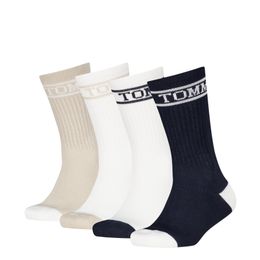 Tommy Hilfiger Damen Socken "TH KIDS SOCK 4P SPORT TOMMY ECOM", Gr. 35tommy original, sand, Obermaterial: 73% Baumwolle, 25% Polyamid, 2% Elasthan,