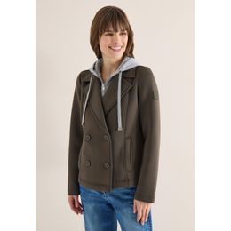 Cecil Damen Cabanjackemocha taupe, Gr. XL, unifarben, Stoff, Obermaterial 1: 93% Polyester, 7% Elasthan; Obermaterial 2: 82% Baumwolle, 18%