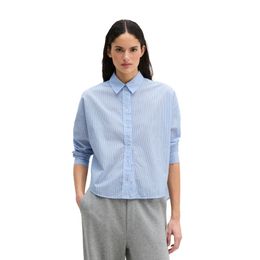 Marc O'Polo MARC O'POLO Damen Langarmbluse "aus Baumwoll-Chambray"light blau, Gr. 44, gestreift, Obermaterial: 100% Baumwolle, Blusen