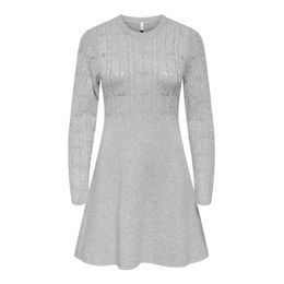 Only Damen Strickkleid "ONLKATIA LIFE LS O-NECK CABL DRES EX KNT"light grau melange, Gr. XL, unifarben, Strick, Obermaterial: 50% Viskose, 27% Nylon,