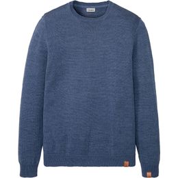 bonprix Herren Strickpullover, blau, Gr. 64, meliert, unifarben, Feinstrick, Obermaterial: 50% Baumwolle, 50% Polyacryl, Pullover, aus Baumwolle, mit