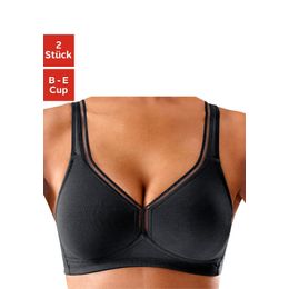 Damen T-Shirt-BH, PETITE FLEUR BY LASCANA, Gr. 75, schwarz, Jersey, Obermaterial: 93% Baumwolle, 7% Elasthan, BHs, ohne B&uuml;gel aus Baumwolle &ndash; auch