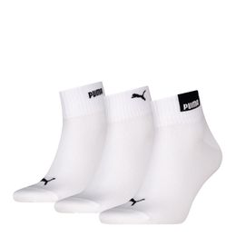 Kurzsocken Puma "Puma UNISEX LOGO QUARTER", Damen, Gr. 43-46, wei&szlig;, schwarz, Obermaterial: 70% Baumwolle, 16% Polyester, 12% Polyamid, 2% Elasthan, Socken