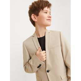 Jack & Jones Herren Sakko "JPRSOLAR stylisch, elastisch, pflegeleicht", beige, Gr. 140, JACK & JONES JUNIOR, unifarben, Web, Obermaterial: 78% Polyester, 17%