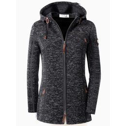 Casual Looks Damen Kapuzenfleecejacke, schwarz, Gr. 38, meliert, unifarben, 100% Polyester, Jacken