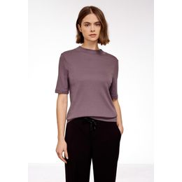 Rollkragenshirt STREET ONE STUDIO, Damen, Gr. 42, lila (hazy rose), Web, 50% Baumwolle, 50% Modal, unifarben, Basic, normal normal, hoch geschlossener Ausschnitt, abgesteppt, Shirts, mit Turtleneck