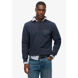 Superdry Herren Sweatshirt "ATHLETIC ESS CREW", blau, Gr. M, bedruckt, angeraute Sweatware, Obermaterial: 80% Baumwolle, 20% Polyester, Sweatshirts,