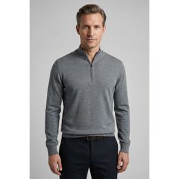 OLYMP Herren Troyer, grau, Gr. S, Strick, Obermaterial: 100% Schurwolle, Pullover, mit Stehkragen, regular fit