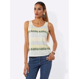CR&Eacute;ATION L CREATION L Damen Shirttopecru, moos, bedruckt, Gr. 42, bedruckt, gemustert, mehrfarbig, 95% Viskose, 5% Elasthan, Tops