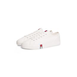 Tommy Jeans Damen Plateausneaker "ARCHIVE Y2K", Gr. 42, wei&szlig;, Textil, unifarben, Schuhe, Freizeitschuh, Halbschuh, Schn&uuml;rer im Retro-Look mit Label