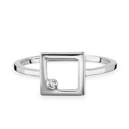 CAI CA&Iuml; Damen Fingerring "925 Sterling Silber rhodiniert Zirkonia Viereck", 050 (15,9), Silber 925 (Sterlingsilber), wei&szlig;, Silber 925 (Sterlingsilber),