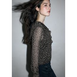 Street One Damen Chiffonbluse, schwarz, Gr. 44, gepunktet, Stoff, Obermaterial: 100% Polyester. Futter: 100% Modal, Blusen, mit grafischem Muster