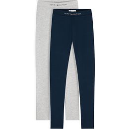Tommy Hilfiger M&auml;dchen Leggings "2 PACK LEGGINGS"schwarz night navy, light grau heather, Gr. 6, unifarben, Jersey, Obermaterial: 78% Baumwolle, 18%