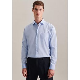 Seidensticker Herren Businesshemd "Schwarze Rose", blau, Gr. 46, unifarben, 100% Baumwolle, Hemden, Regular 1/1 Extra lang Kentkragen Uni