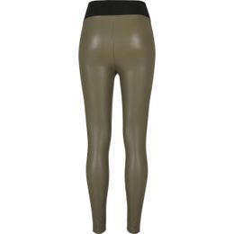 Urban Classics Damen Leggings "Urban Classics Damen Ladies Faux Leather High Waist Leggings", gr&uuml;n, Gr. M, unifarben, 91% Polyester, 9% Elasthan,
