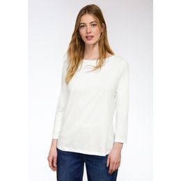 Damen 3/4-Arm-Shirtsanftes wei&szlig;, Gr. 46, STREET ONE STUDIO, unifarben, Web, 50% Modal, 50% Baumwolle, Shirts, Jersey