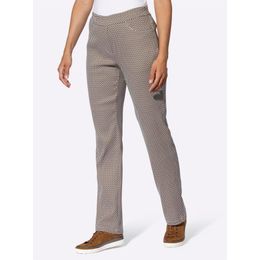 Casual Looks Damen Schlupfhoseschoko, ecru, gemustert, Gr. 245, gemustert, mehrfarbig, 43% Viskose, 42% Polyester, 11% Polyamid, 4% Elasthan, Hosen