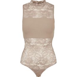 Urban Classics Damen Body "Urban Classics Damen Ladies Laces Body"softtaupe, Gr. XL, 91% Polyamid, 9% Elasthan, Bodys