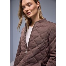Steppjacke Street One, Damen, Gr. 46, braun (mahogany braun), Web, Obermaterial: 55% Polyester, 45% Polyamid. Futter: 100% Polyester. Wattierung: 100% Polyester (REPREVE), unifarben, klassisch h&uuml;ftlang, Rundhals, Jacken Steppjacke, mit abnehmbarer Kapuze