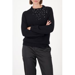 monari Damen Strickpullover "Pullover Schmucksteine", schwarz, Gr. 34, unifarben, Strick, Obermaterial: 52% Viskose, 28% Polyester, 20% Polyamid,