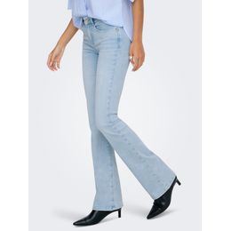 Only Damen Bootcut-Jeans "ONLBLUSH MID FLARED DNM CRO495 NOOS", blau, Gr. XL, unifarben, Denim/Jeans, Obermaterial: 92% Baumwolle, 6%