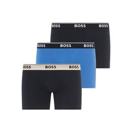 Boxershorts BOSS, Herren, Gr. XL, 3 Stk., open blau 460, Jersey, Obermaterial: 95% Baumwolle, 5% Elasthan, unifarben, k&ouml;rpernah, Unterhosen, aus bequemer Stretch-Baumwolle, k&ouml;rpernah, mittlere Bundh&ouml;he