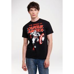 logoshirt Herren T-Shirt "The Origin Of Captain America", schwarz, Gr. XL, bedruckt, 100% Baumwolle, Shirts, mit lizenziertem Print
