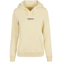 Merchcode Damen Kapuzensweatshirt "Merchcode Ladies Unlimited Skills Hoody"softgelb, Gr. L, bedruckt, 65% Baumwolle, 35% Polyester, Sweatshirts