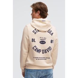 CAMP DAVID Herren Kapuzensweatshirtecru, Gr. M, bedruckt, Sweatware, Material: 65% Baumwolle, 35% Polyester, Sweatshirts, mit reflektierenden Details