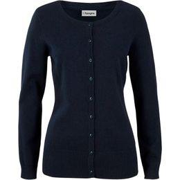 bonprix Damen Strickjacke, blau, Gr. 40, unifarben, Strick, Obermaterial: 60% Baumwolle, 30% Polyester, 10% Polyamid, Strickjacken, gerade Passform,