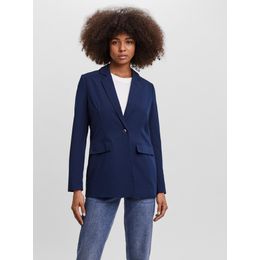 V&eacute;ro Moda Longblazer VERO MODA "VMZELDA LS LOOSE BLAZER NOOS", Damen, Gr. 38, navy blazer, Web, Obermaterial: 78% Polyester, 18% Viskose, 4% Elasthan, unifarben, loose fit Po-bedeckend, tiefer V-Ausschnitt, Blazer Longblazer, l&auml;ssige Form, 1-Knopf Verschluss