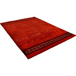 Wollteppich Theko, B:90cm H:12mm L:160cm, rot, Wolle, Wohnzimmer, Teppiche, "Lori Star Gold", reine Wolle, handgewebt, ideal im Wohnzimmer &