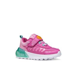 Sneaker Geox "Blinkschuh J ACTIVART ILLUMINUS", M&auml;dchen, Gr. 28, fuchsia, blau, Lederimitat, Textil, Schuhe Sneaker, Halbschuh, Klettschuh, Blinkfunktion, Gr&ouml;&szlig;enschablone zum Download