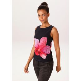 Aniston CASUAL Damen T-Shirt, pink, Gr. 44, bedruckt, gebl&uuml;mt, Netz, Obermaterial: 95% Polyester, 5% Elasthan. Futter: 100% Polyester, Shirts, mit