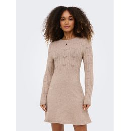 Only Damen Strickkleid "ONLKATIA LIFE LS O-NECK CABL DRES EX KNT"beige detail:melange, Gr. XL, meliert, Strick, Obermaterial: 50% Viskose, 27% Nylon,