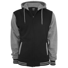 Strickpullover Urban Classics "Urban Classics Herren 2-tone Zip Hoody", Herren, Gr. L, schwarz, grau, 65% Baumwolle, 35% Polyester, mehrfarbig, normal, ohne Ausschnitt, Pullover Strickpullover