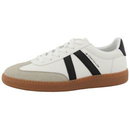 Tom Tailor Herren Sneaker "Kauthar", Gr. 42wei&szlig;, schwarz, Lederimitat, Schuhe, Freizeitschuh, Halbschuh, Schn&uuml;rschuh mit Kontrastbesatz