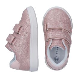 Tommy Hilfiger M&auml;dchen Sneaker, Gr. 28, rosa, Lederimitat, Glitzer, Schuhe, Schlupfschuh Klettschuh, M&auml;dchenschuh mit allover Glitzer