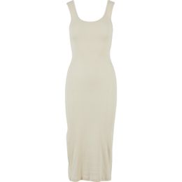 Shirtkleid Urban Classics "Urban Classics Damen Ladies Rib Top Dress", Damen, Gr. XL, US-Gr&ouml;&szlig;en, sandwei&szlig;, 95% Baumwolle, 5% Elasthan, unifarben, normal, U-Boot-Ausschnitt, Kleider Shirtkleid
